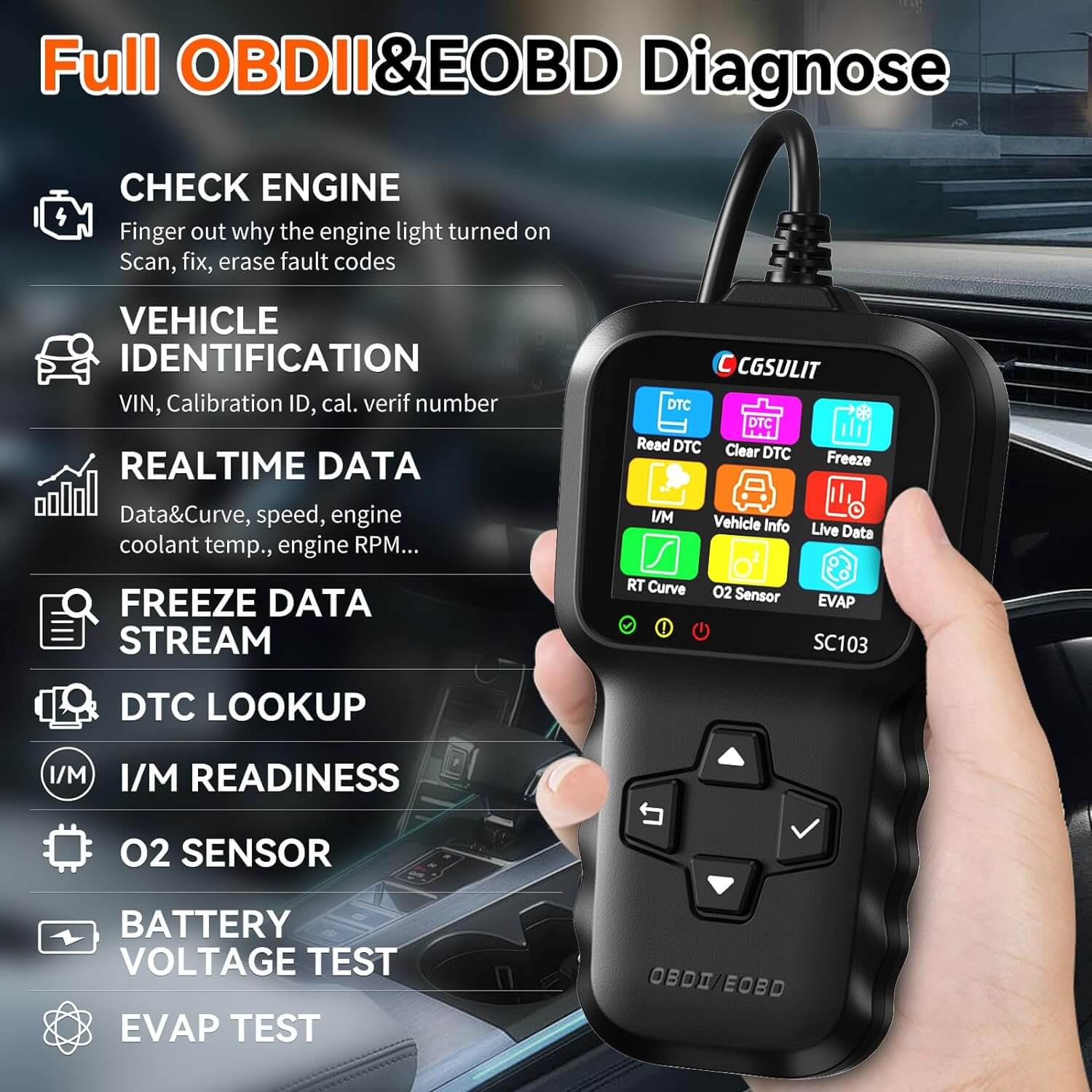 CGSULIT SC103 OBD2 Scanner Check Engine Light Tester Car Code Reader