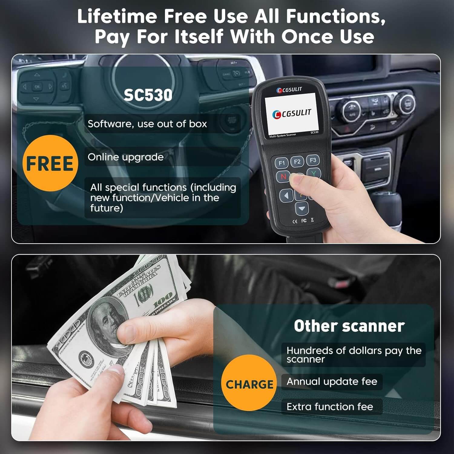 CGSULIT SC530 Chrysler/ Jeep/ Dodge OBD2 Scanner Scan Tool