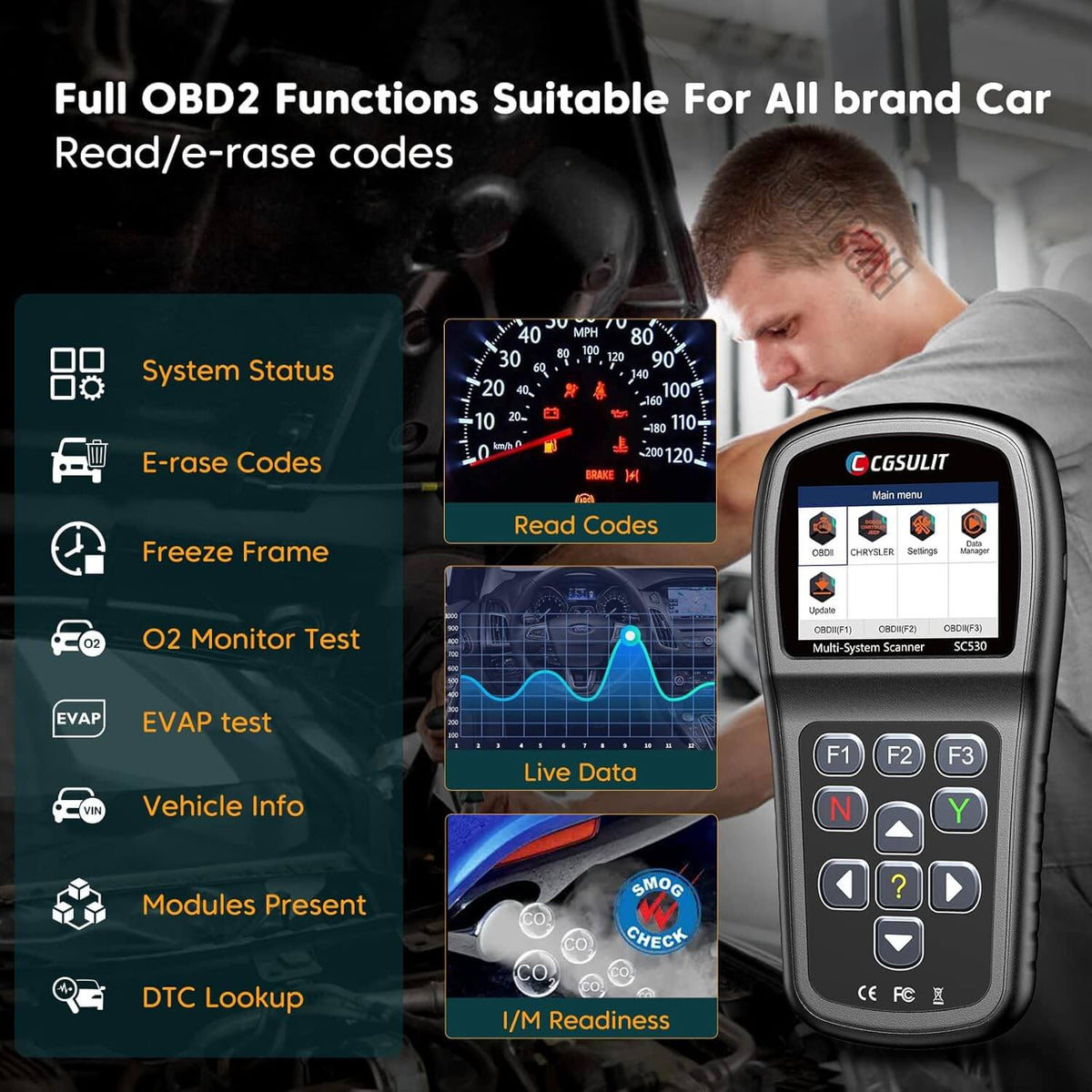 CGSULIT SC530 Chrysler/ Jeep/ Dodge OBD2 Scanner Scan Tool